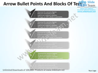 Business power point templates arrow bullet points and blocks of text ...