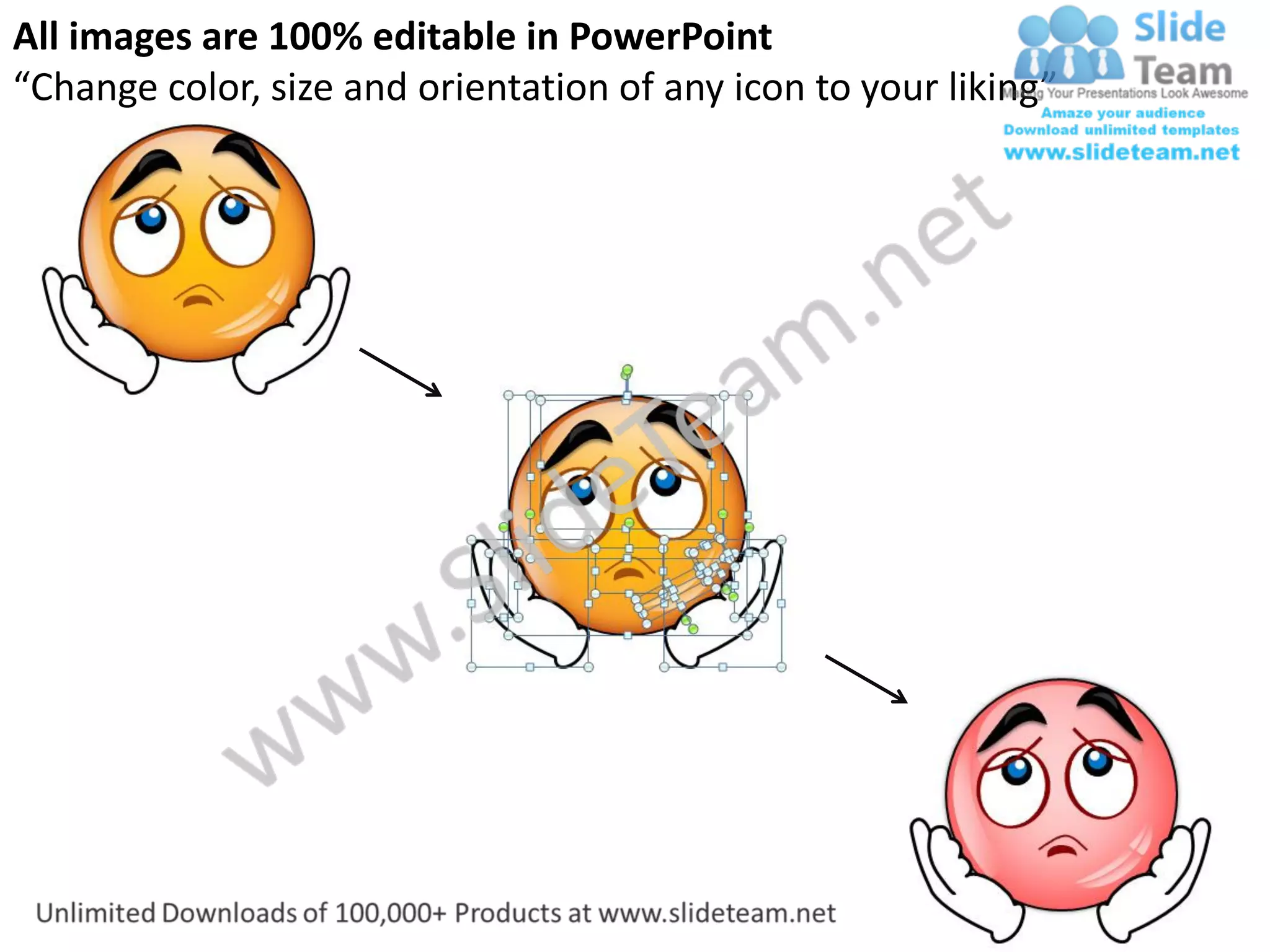 Business power point templates design of an emoticon upset thinking ...
