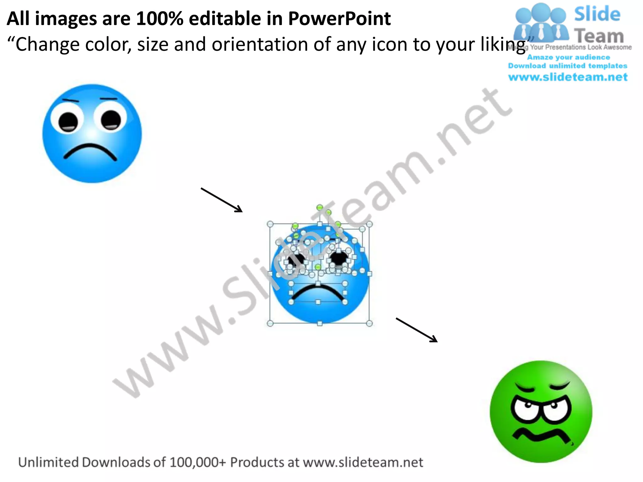 Business power point templates illustration of emoticon expressing sad ...