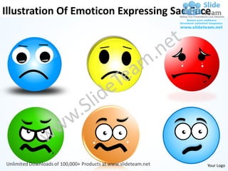 Business power point templates illustration of emoticon expressing sad ...
