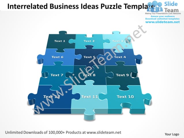 Business power point templates interrelated ideas problem solving ...