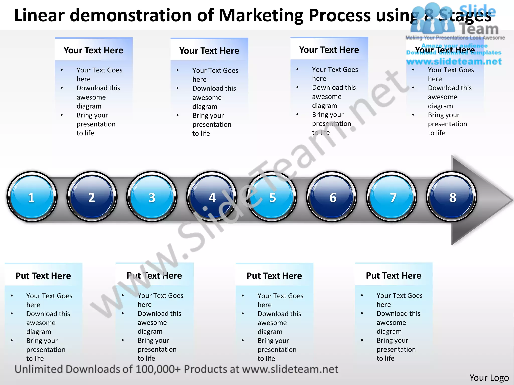 Business power point templates linear demonstration of marketing ...