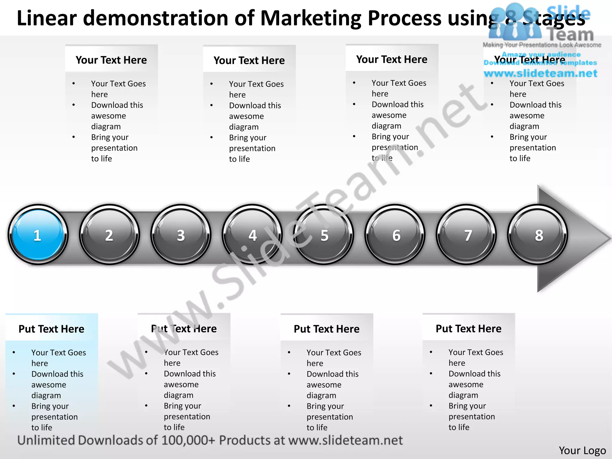 Business power point templates linear demonstration of marketing ...