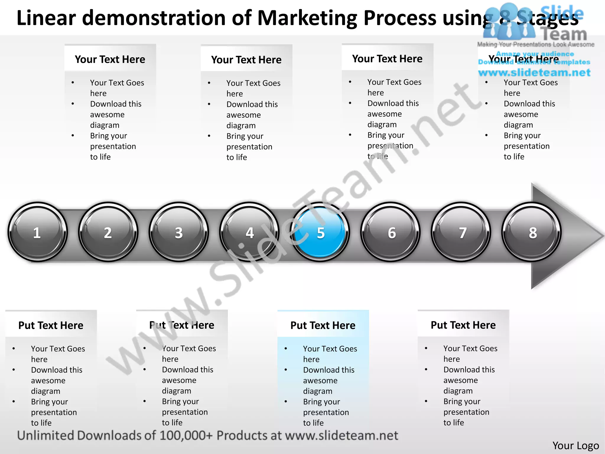 Business power point templates linear demonstration of marketing ...