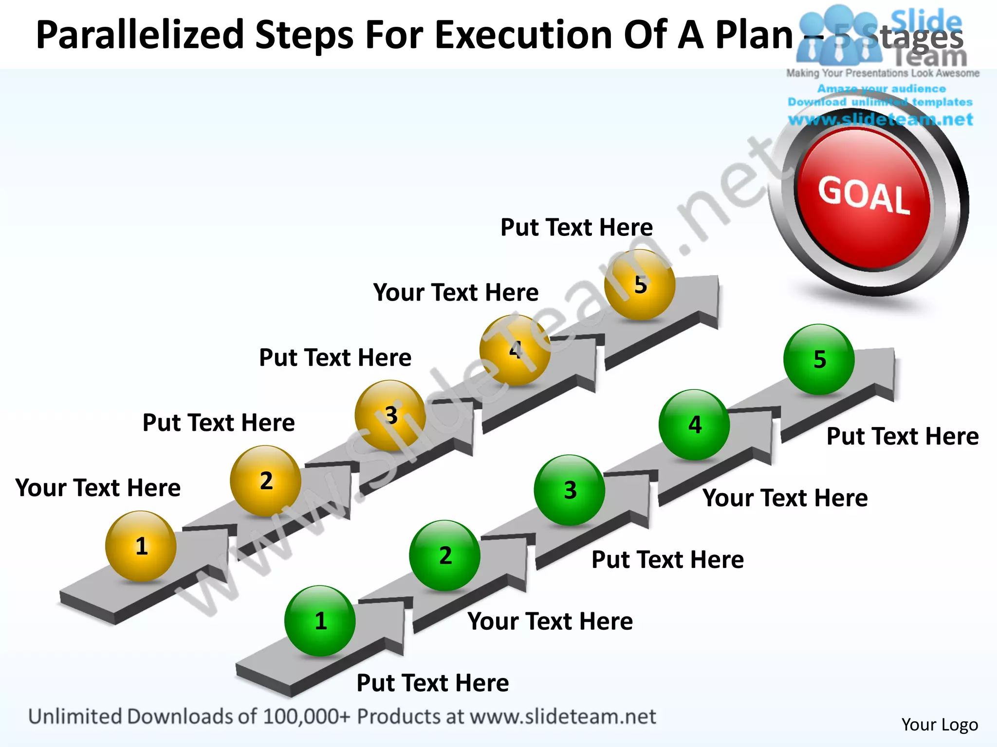 Business power point templates parallelized steps for execution of plan ...