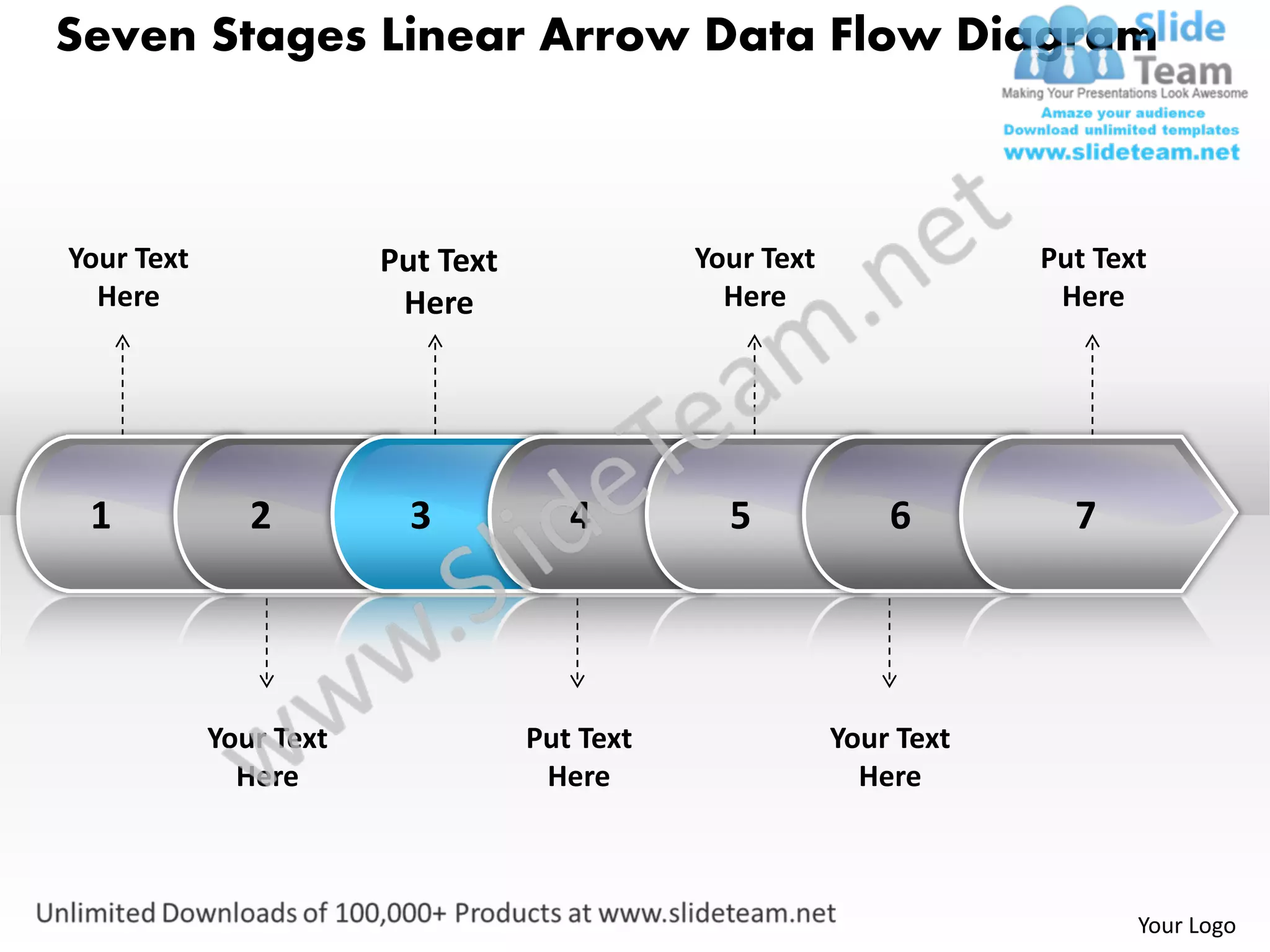 Business power point templates seven stages linear arrow data flow ...