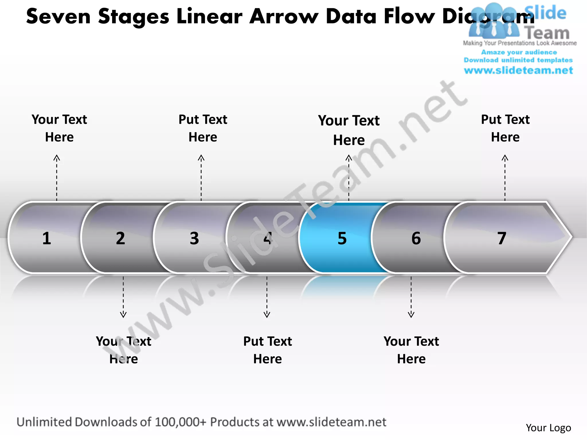 Business power point templates seven stages linear arrow data flow ...