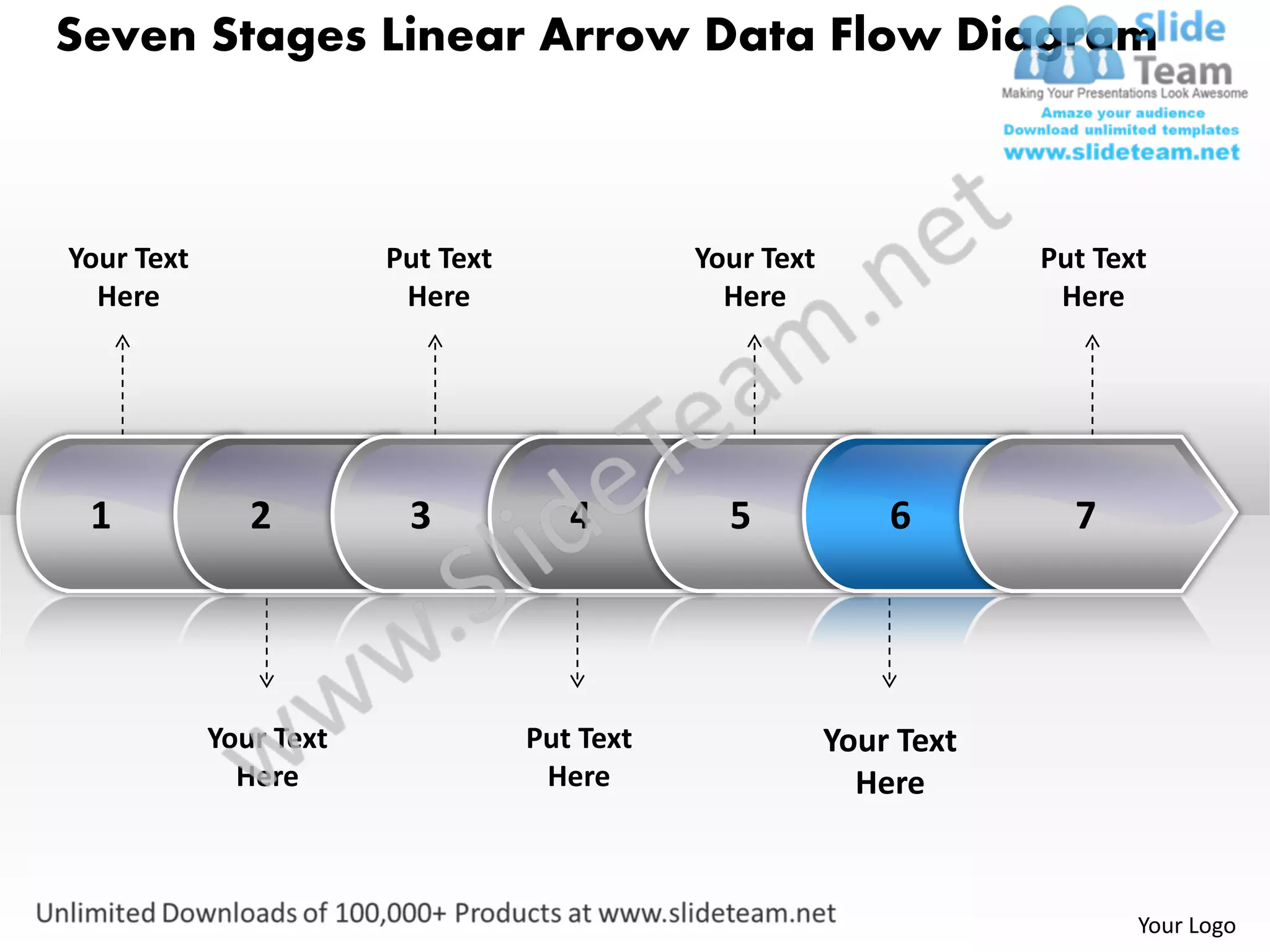 Business power point templates seven stages linear arrow data flow ...