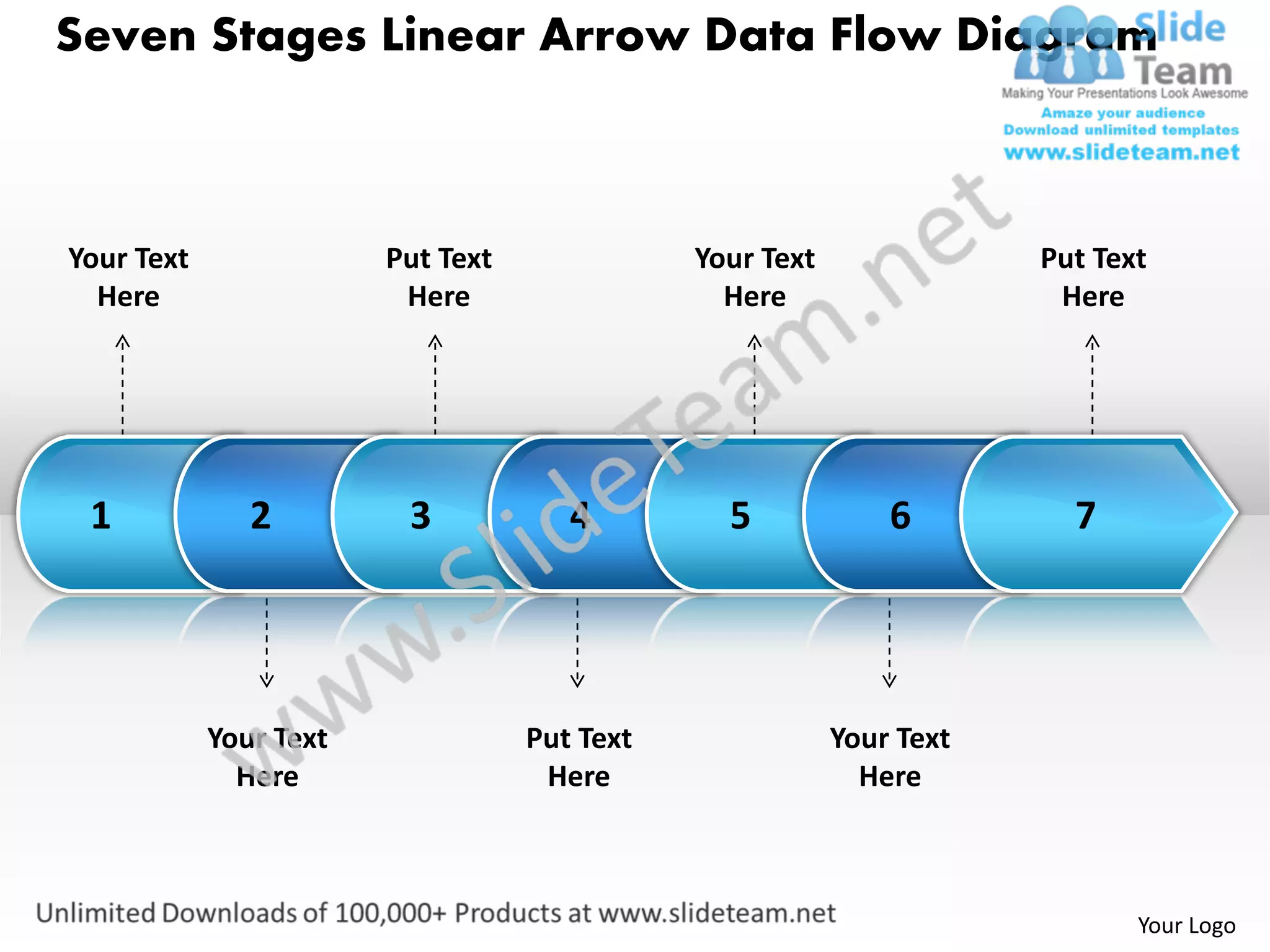 Business power point templates seven stages linear arrow data flow ...