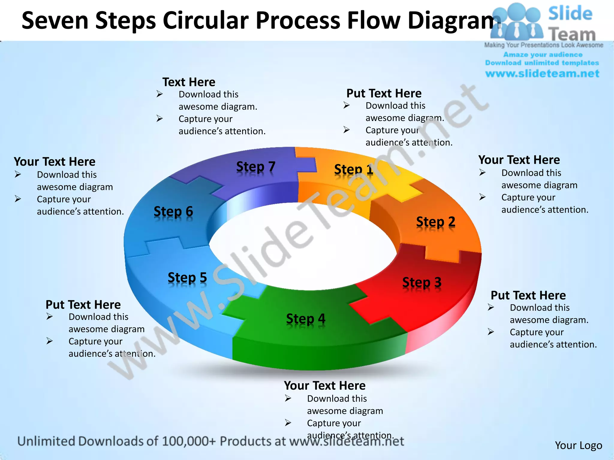 Business power point templates seven steps circular process flow ...