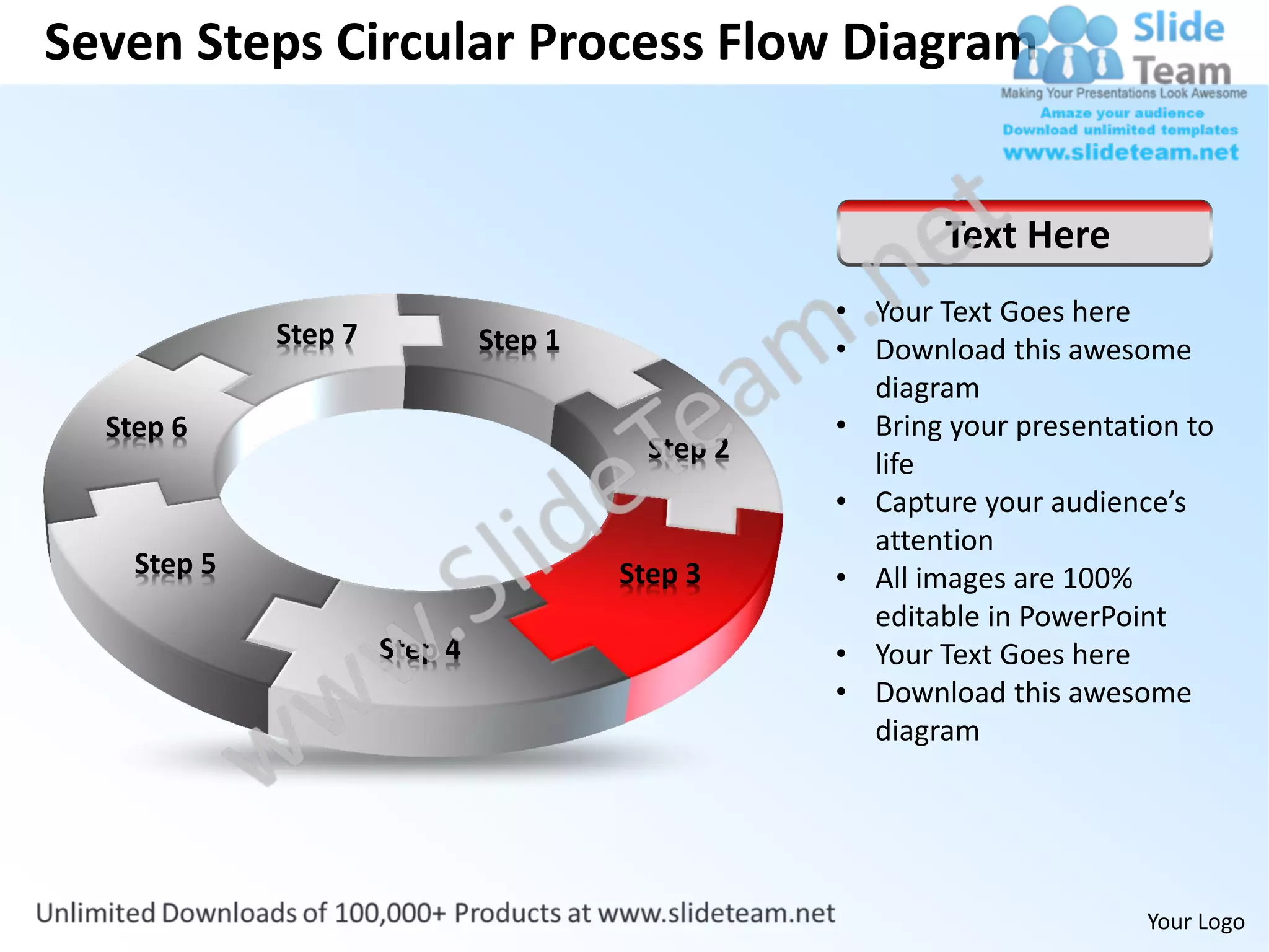 Business power point templates seven steps circular process flow ...