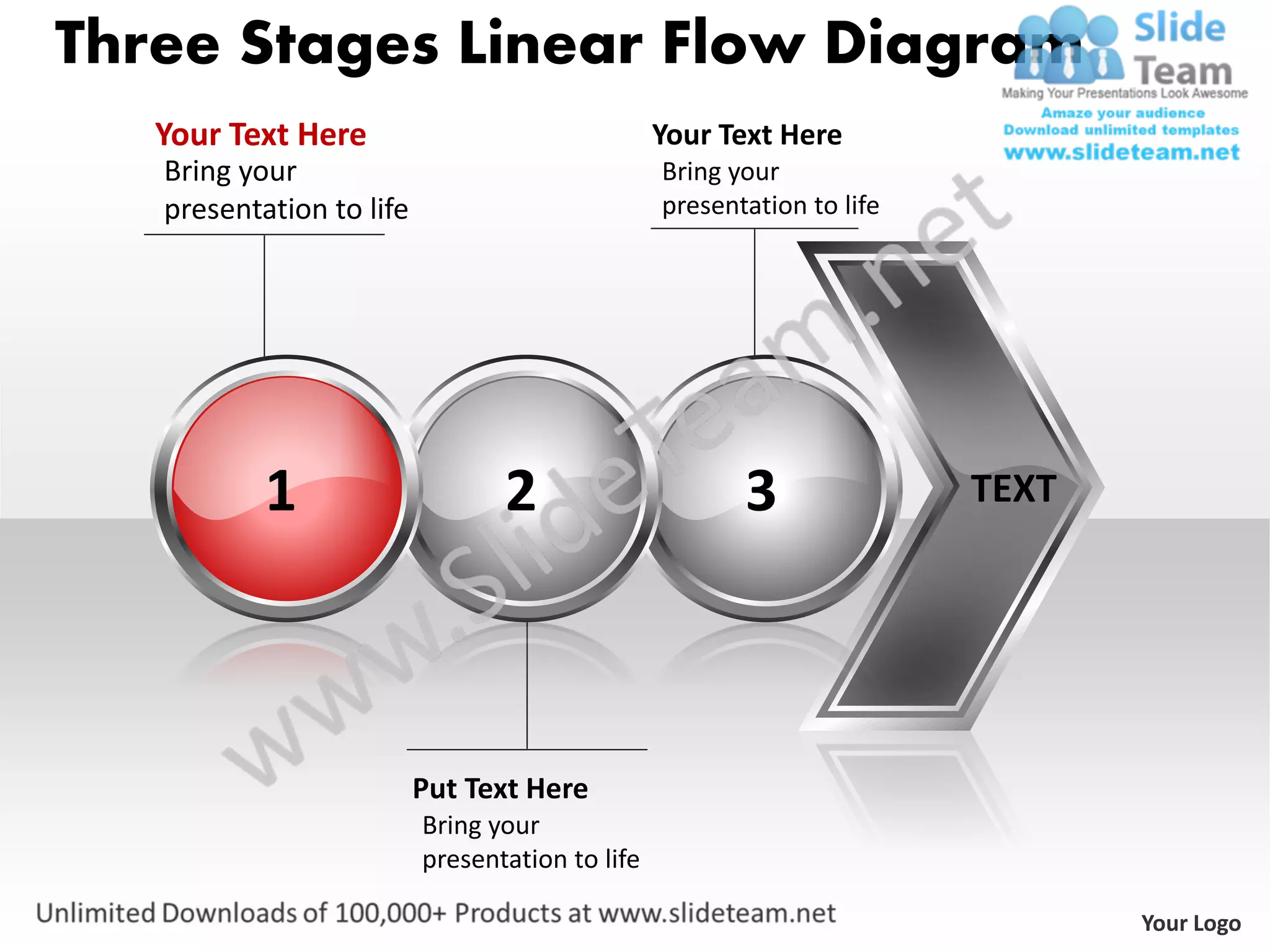 Business power point templates three state diagram ppt linear flow ...
