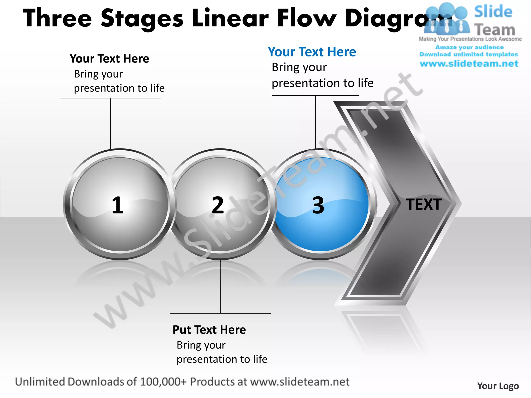 Business power point templates three state diagram ppt linear flow ...