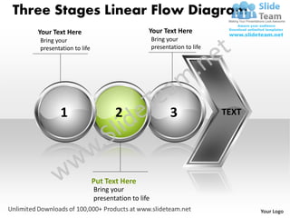 Business power point templates three state diagram ppt linear flow ...