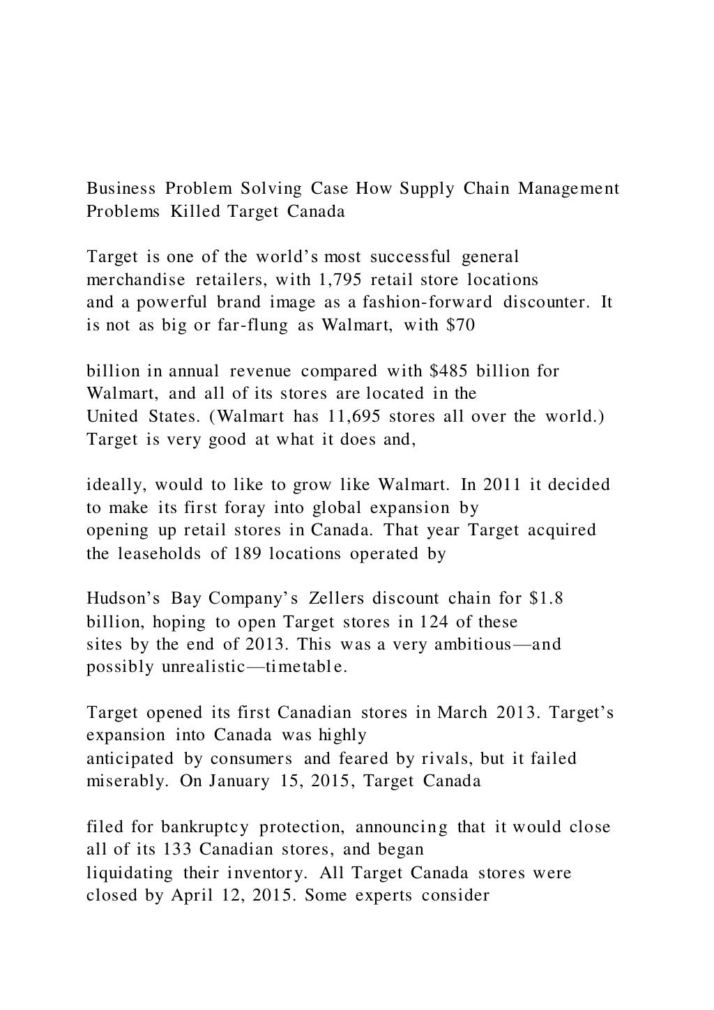 Business Problem Solving Case How Supply Chain Management Prob | PDF