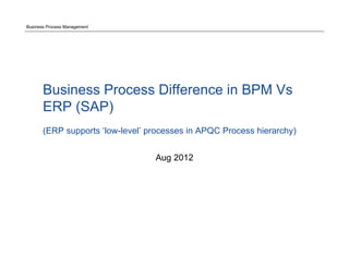 How Business processes supported in BPM vs ERP | PDF