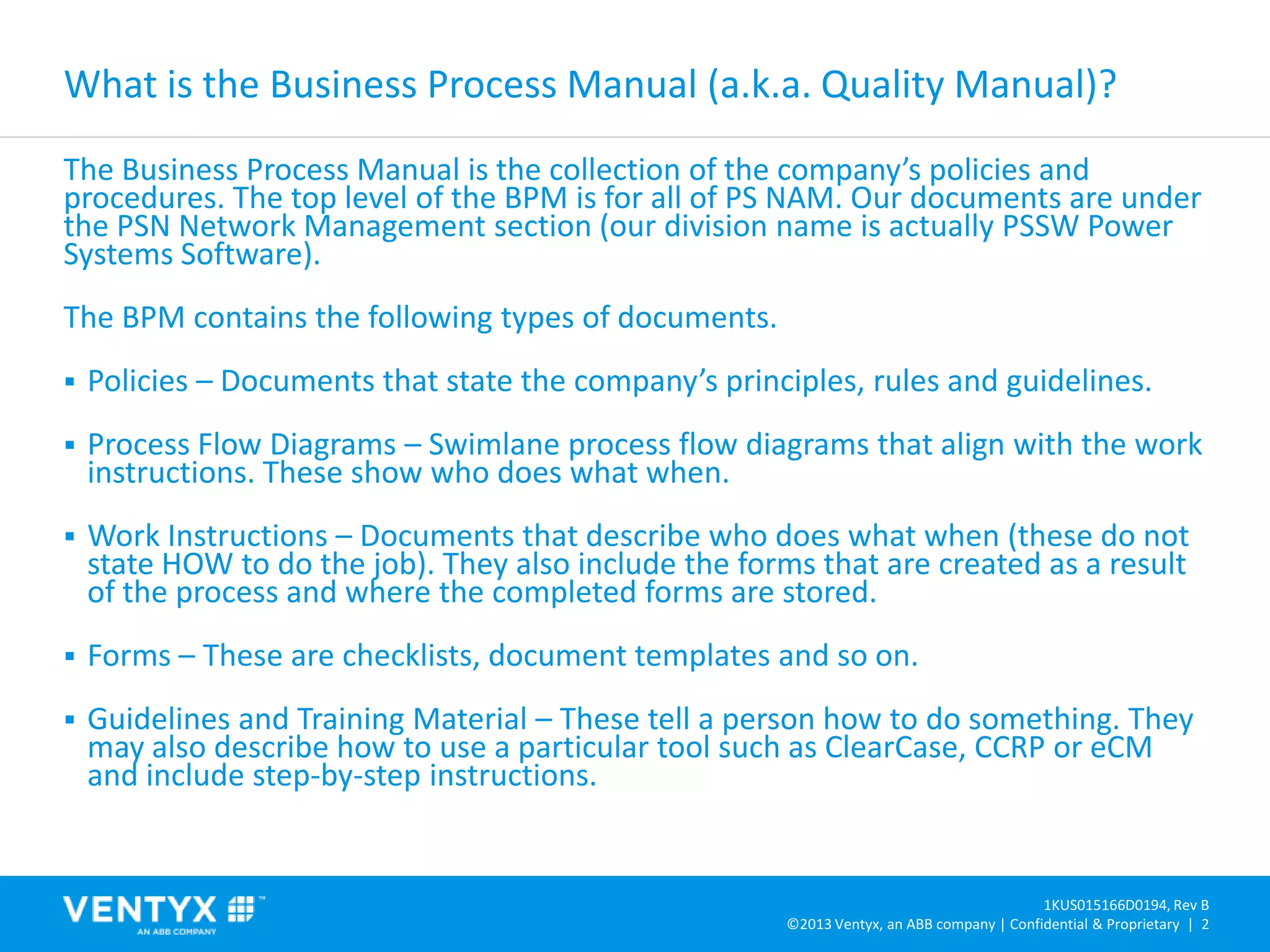 Business process manual overview | PPT