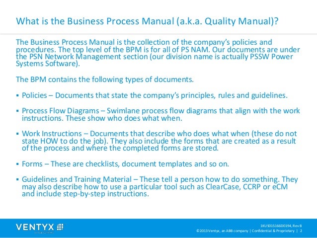Business process manual overview