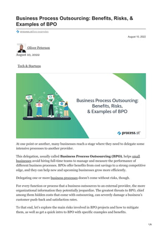 Business Process Outsourcing: Benefits, Risks, & Examples of BPO | PDF