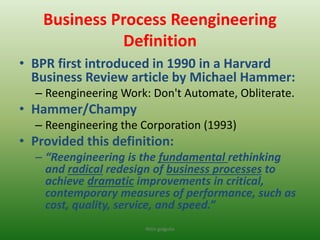 Business process reengineering | PPTX | Business Administration | Business