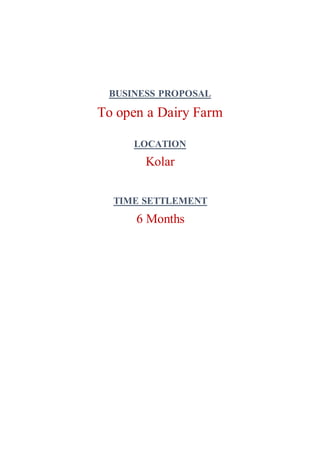 Business Proposal; Budget Plan for Dairy farm | DOCX