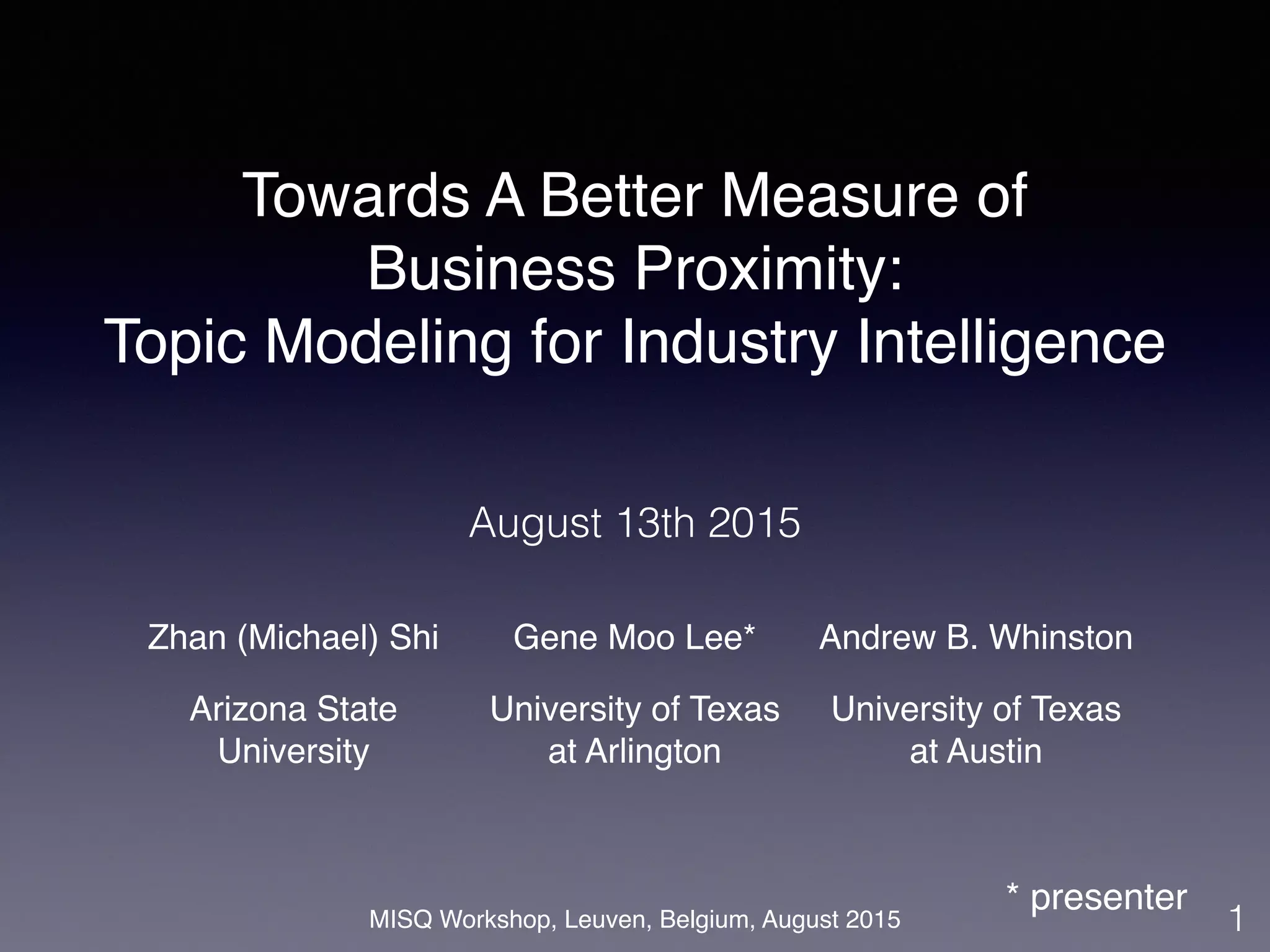 Towards a better measure of business proximity: Topic modeling for ...