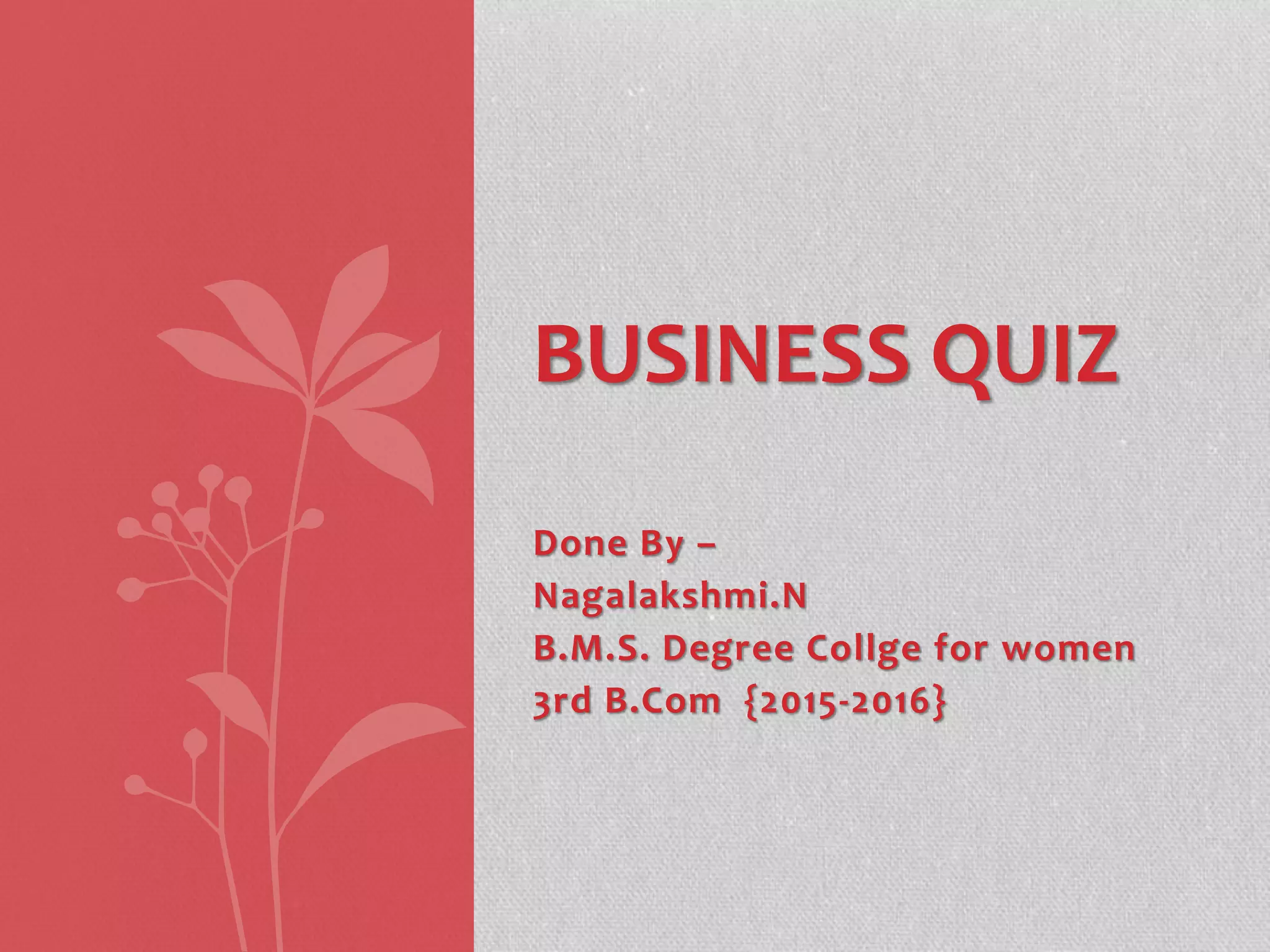 Business quiz with answers | PPTX