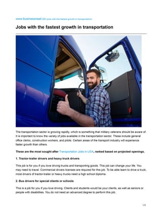 Jobs with the fastest growth in transportation | PDF