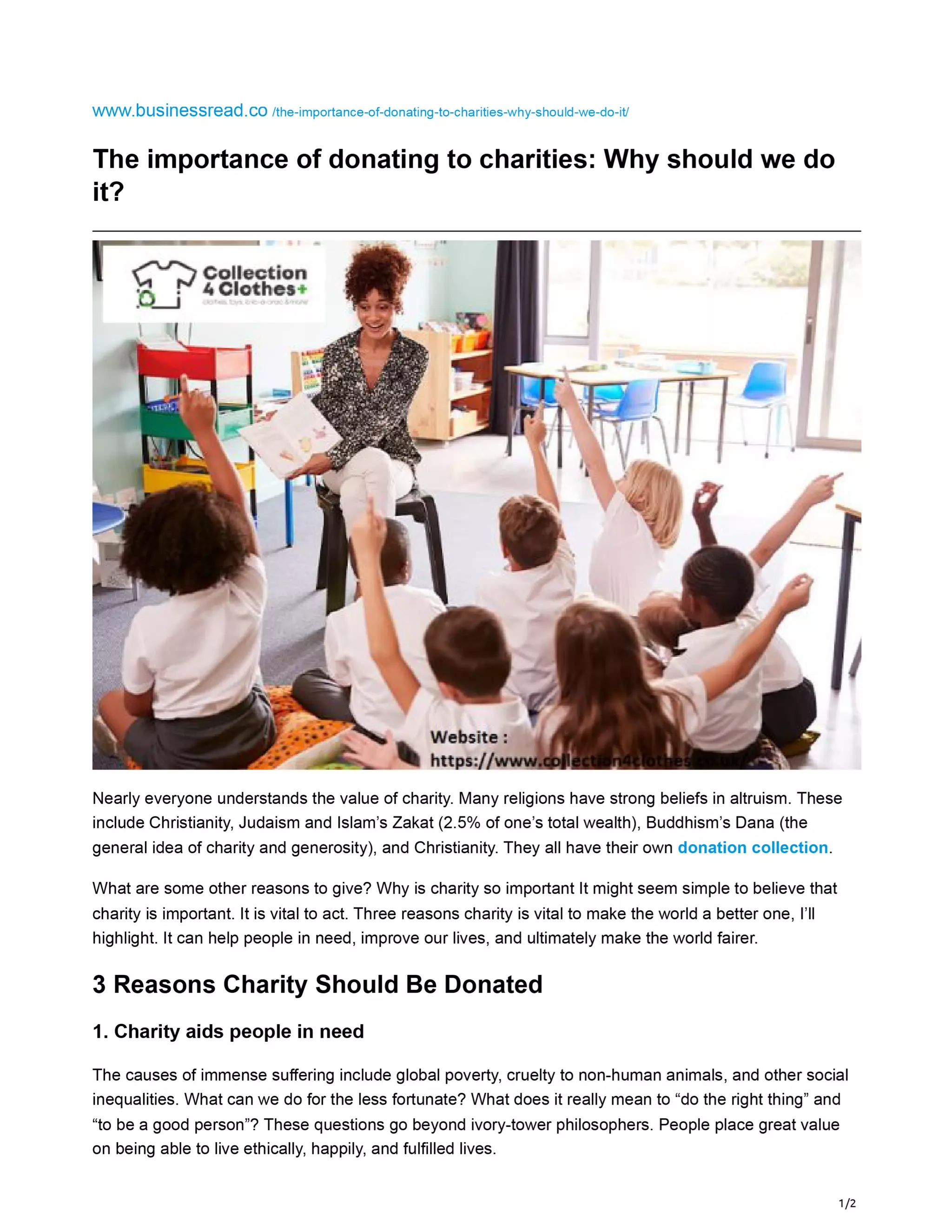 The importance of donating to charities Why should we do it | PDF