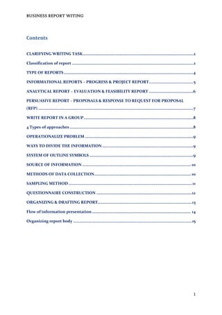 Business report writing notes | DOCX | Business | Business and Finance