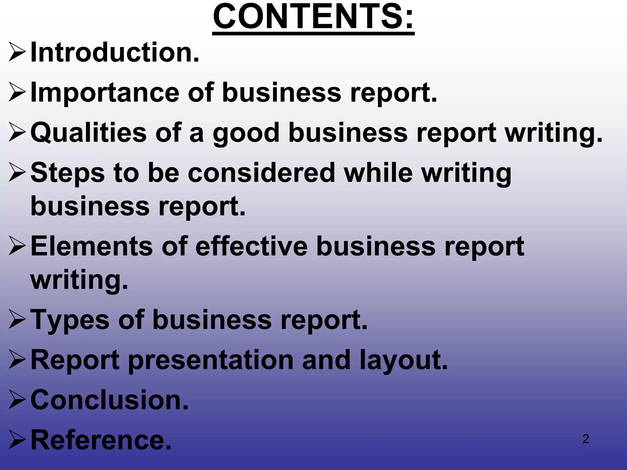 BUSINESS REPORT WRITING | PDF