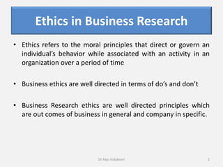 Business research ethics | PPTX
