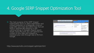 Fast, simple SEO tools for the beginner | PPT
