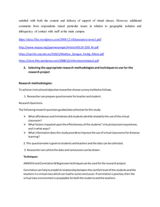Business research report proposal expansion through virtual classes | DOCX