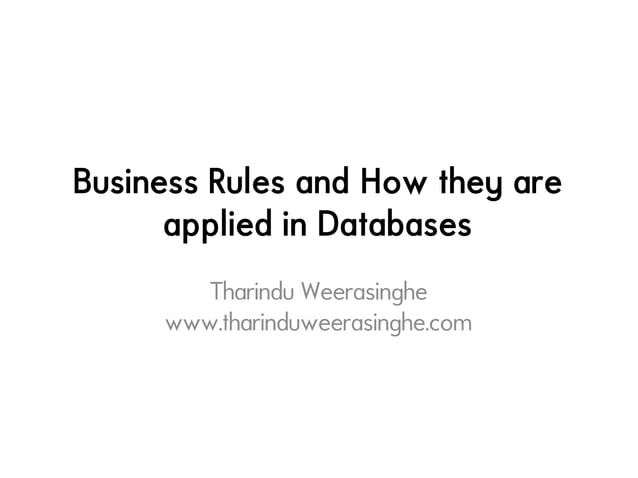 Business Rules in Databases | PDF | Databases | Computer Software and ...