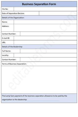 Business Separation Fillable PDF Template | PDF