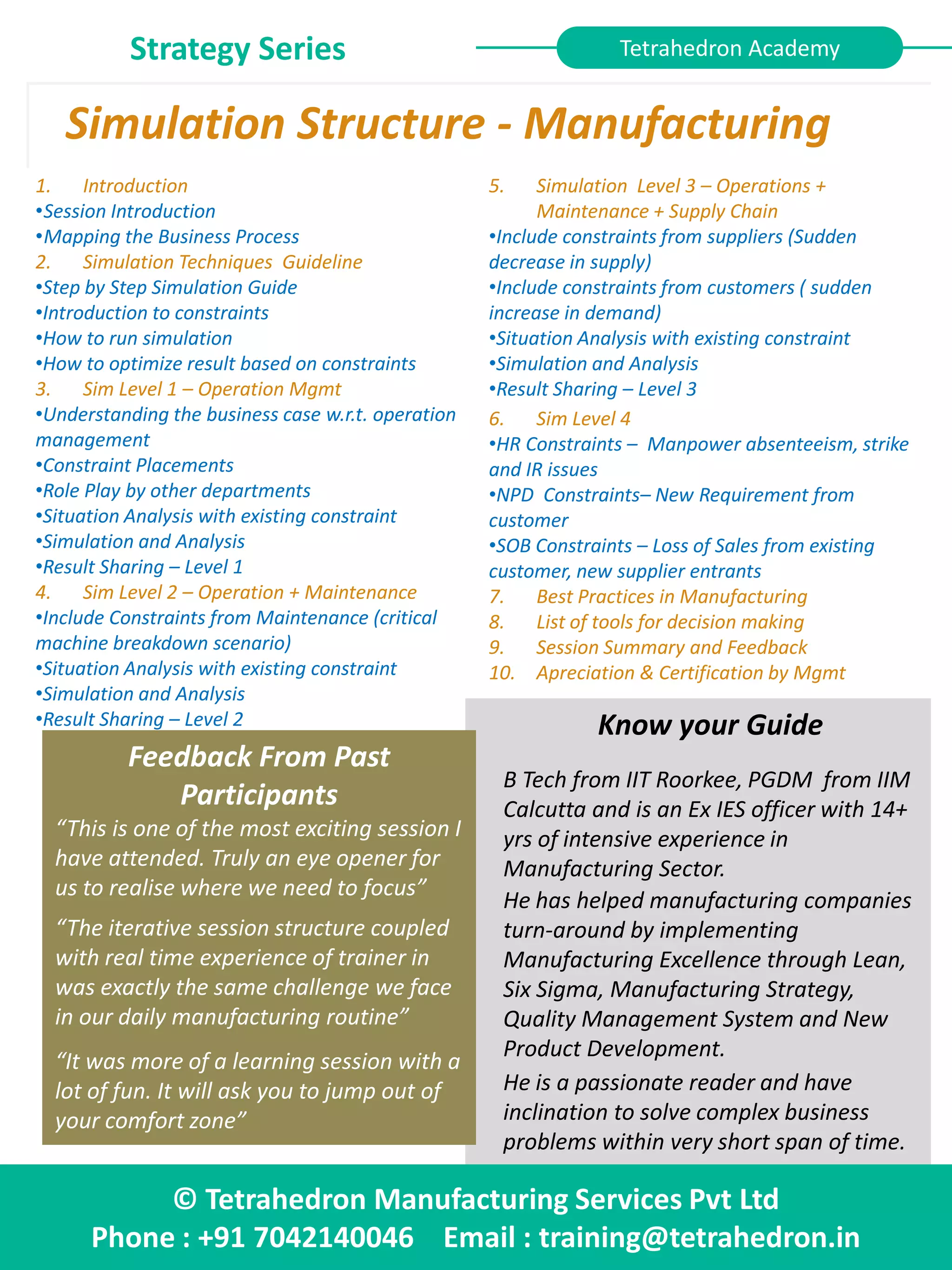 Business Simulation – Manufacturing Workshop by Tetrahedron | PDF