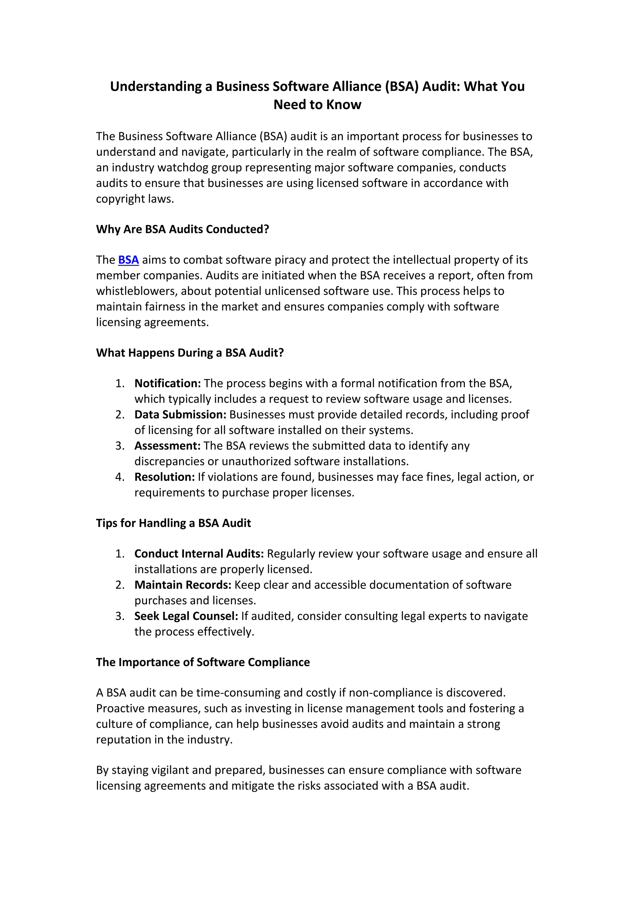 Understanding the Business Software Alliance Audit: Why Compliance ...