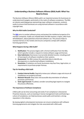 Understanding the Business Software Alliance Audit: Why Compliance ...