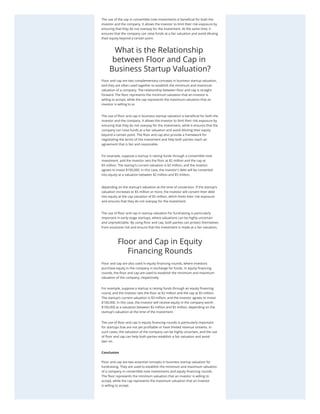 What is Floor and Cap in Business Startup Valuation for Fundraising | PDF