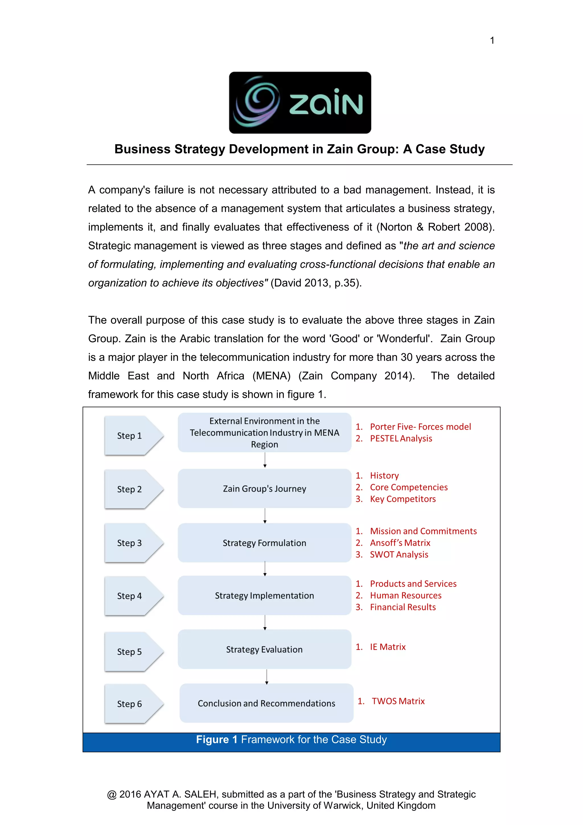 Business Strategy Development in Zain Group: A Case Study | PDF