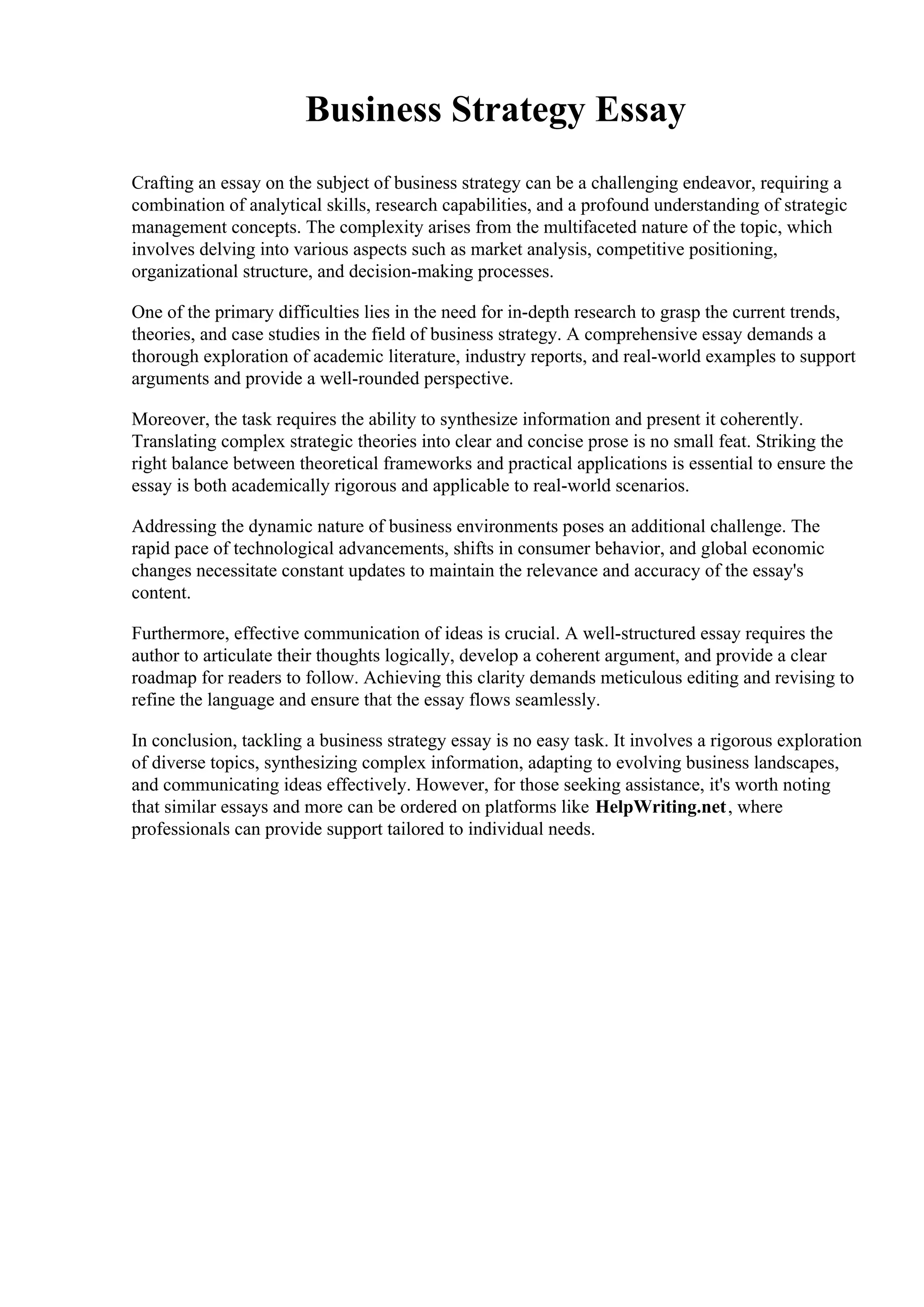 Business Strategy Essay | PDF