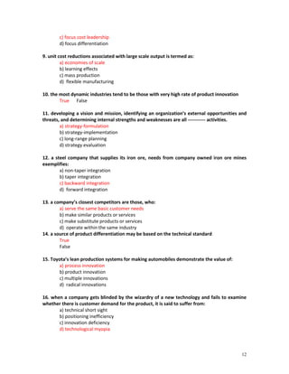 Business strategy mcq | PDF