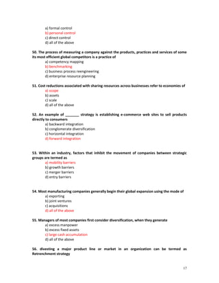 Business strategy mcq | PDF