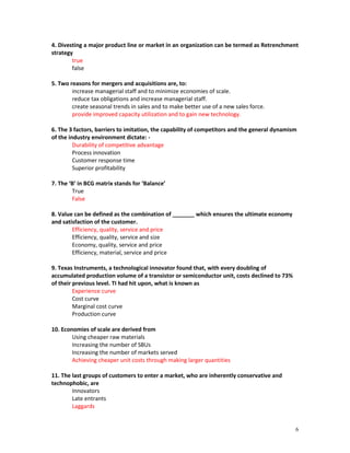 Business strategy mcq | PDF