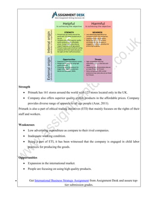 Primark Business Strategy Analysis - Assignment Desk | PDF