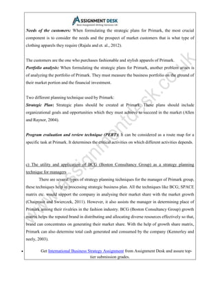 Primark Business Strategy Analysis - Assignment Desk | PDF