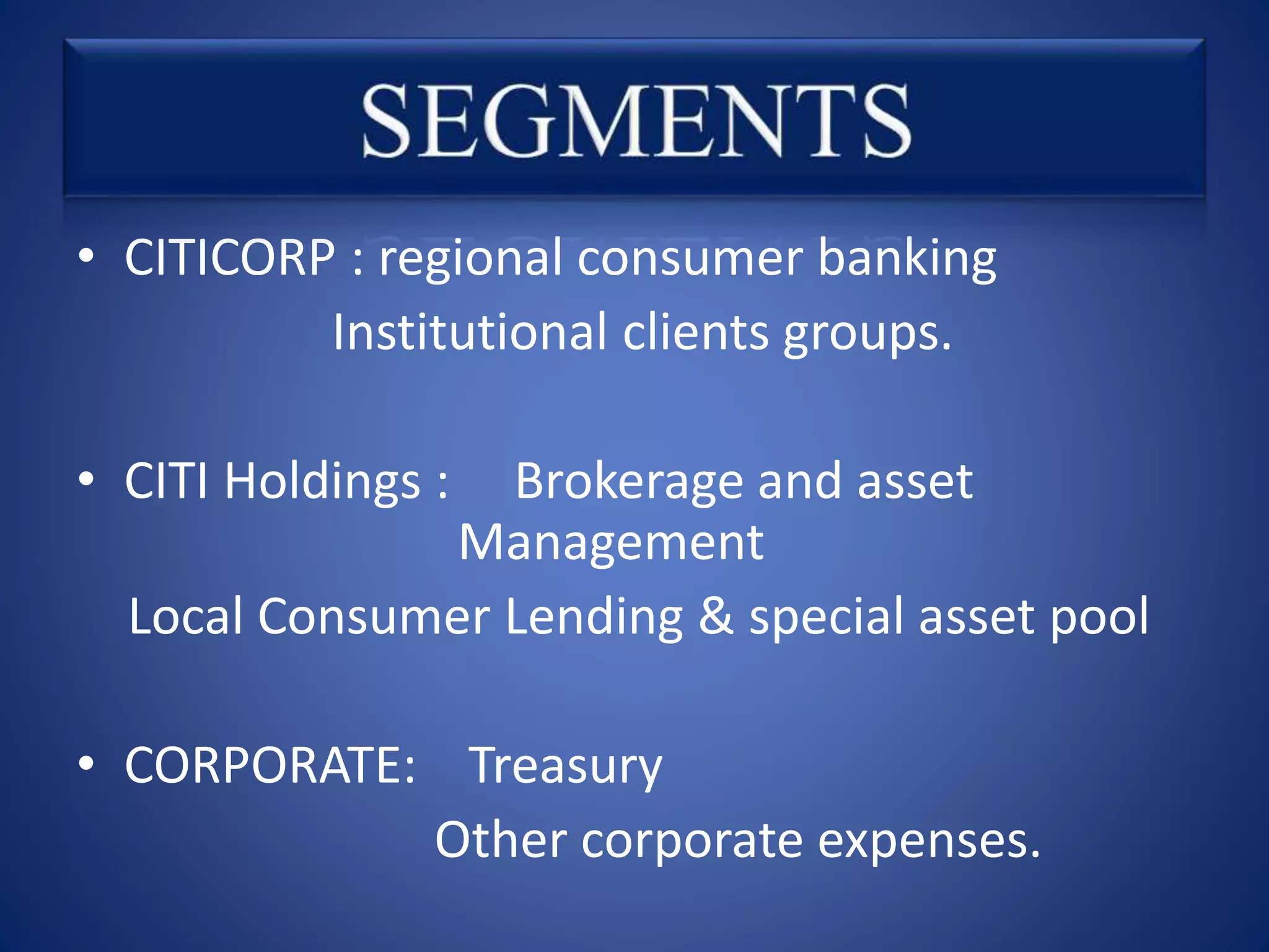 Study On CITI Group Business Strategy | PPT