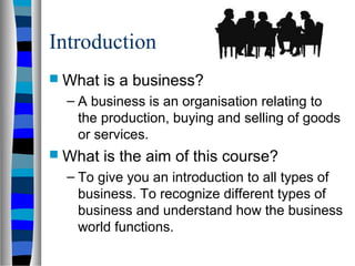 Business Studies - Introduction | PPT | Business | Business and Finance