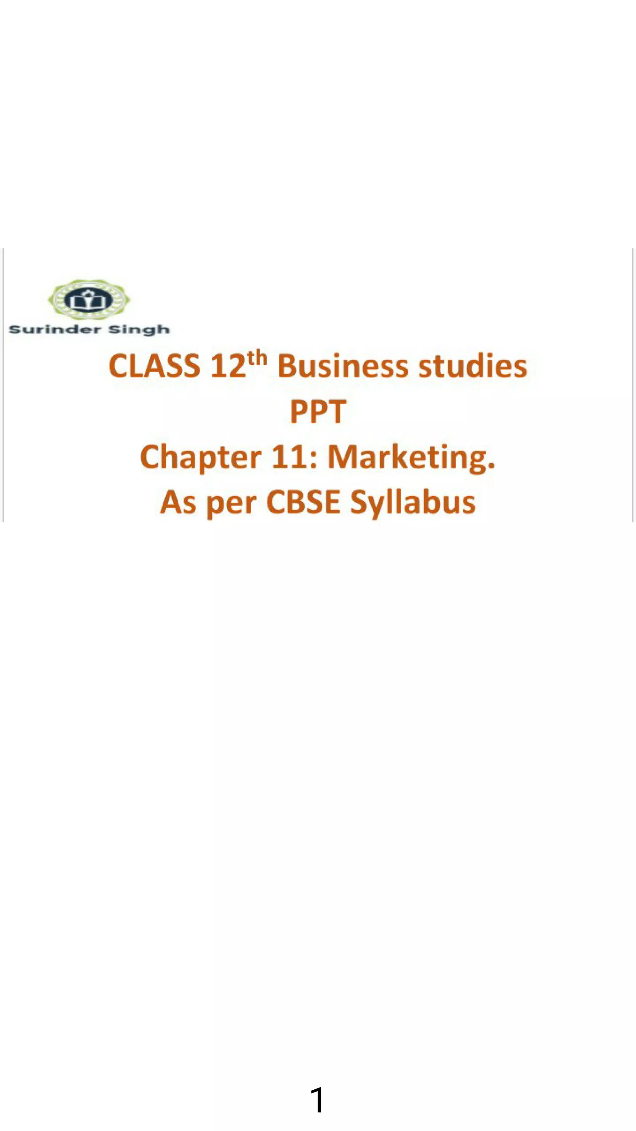 Business studies chapter 11 marketing class 12(1)(1) | PDF